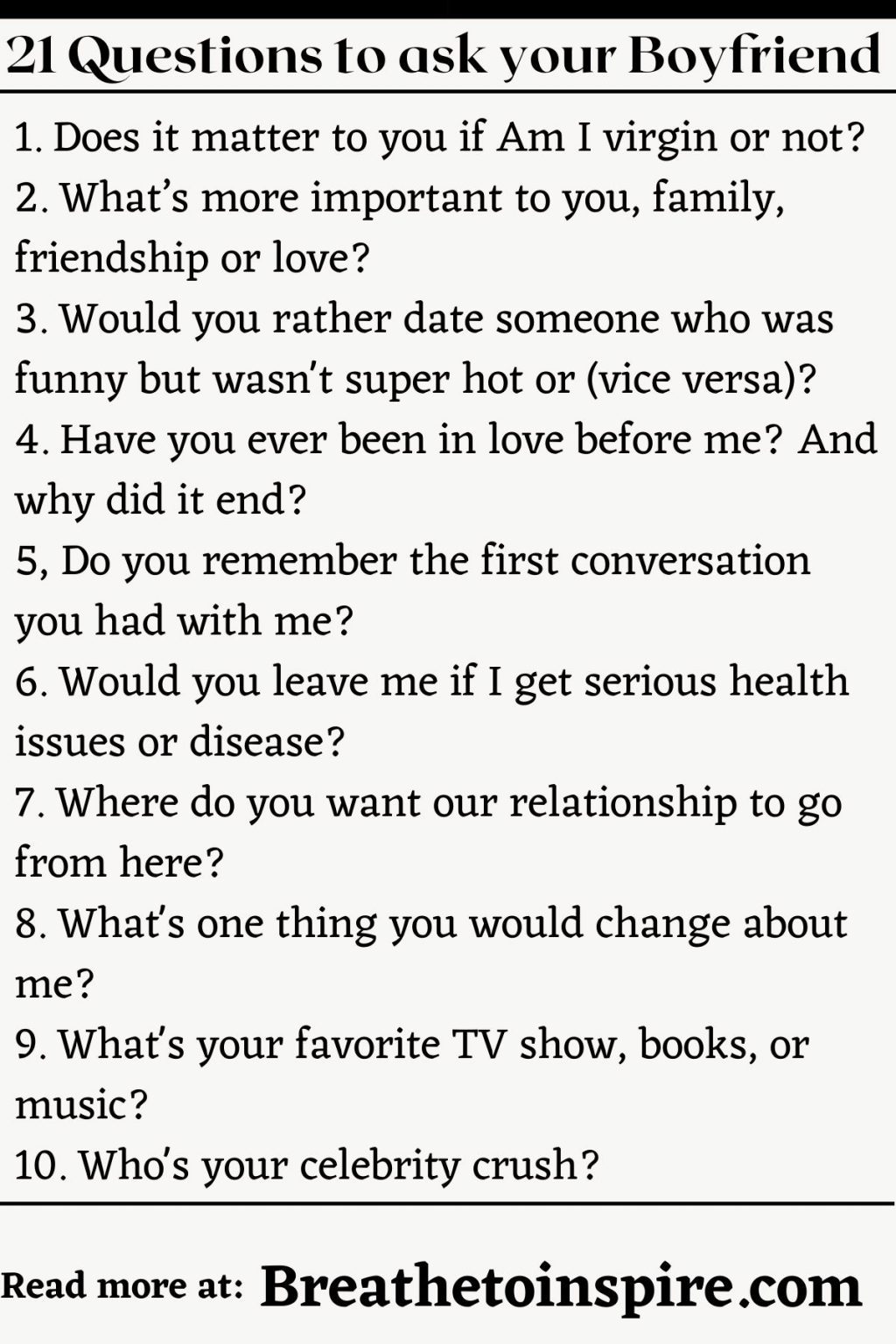 21 Questions To Ask Your Boyfriend (Questions Game) - Breathe To Inspire