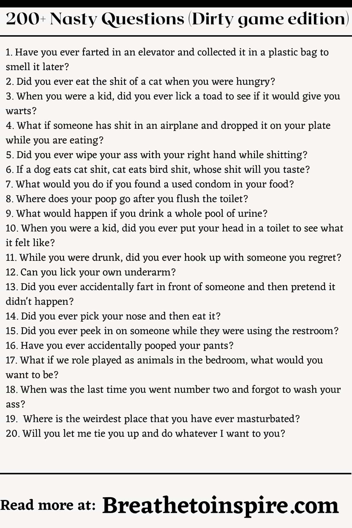 200+ Nasty Questions (dirty Game Edition) Ask In Any Situation ...