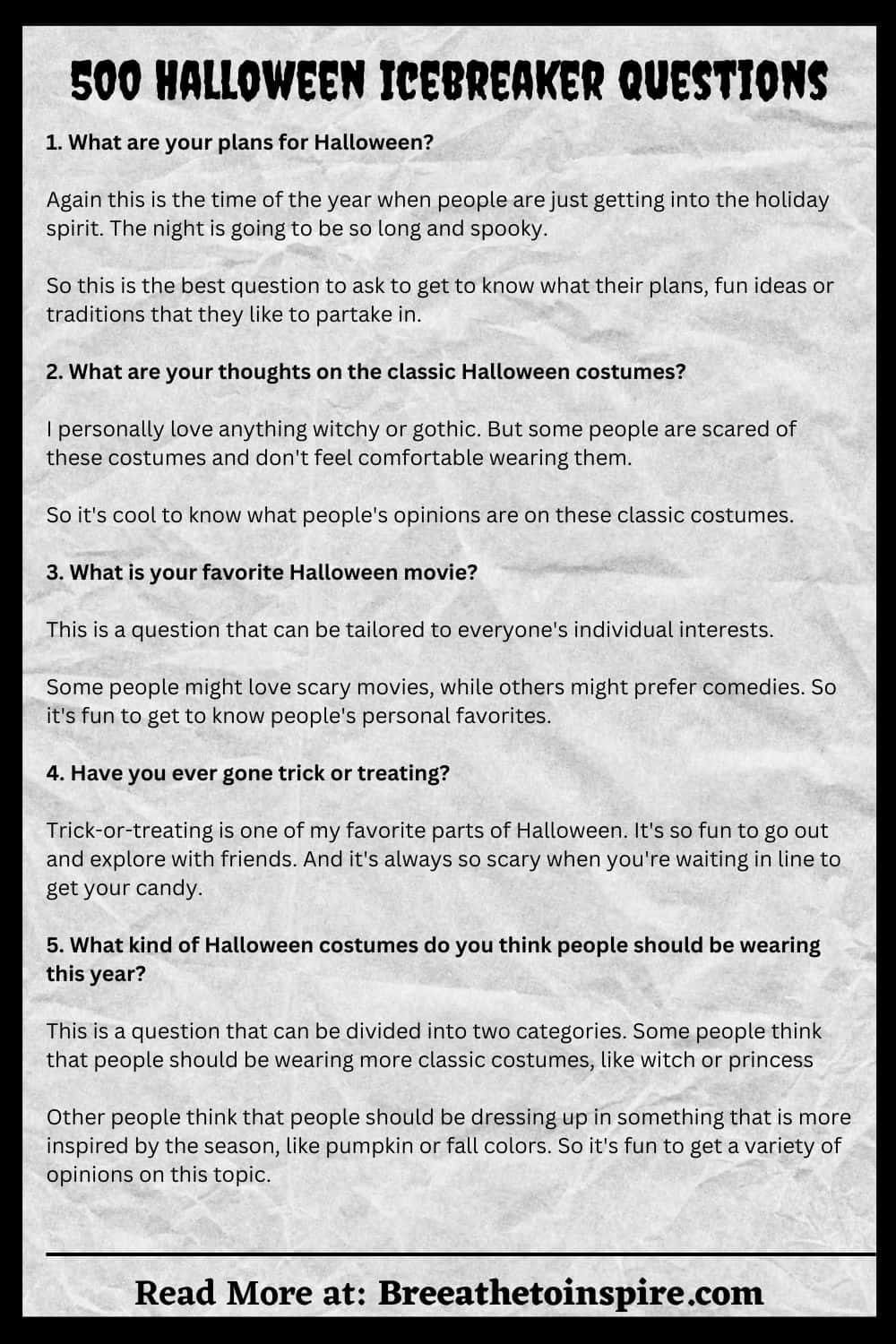 500 Halloween Questions To Ask For Fun Conversation - 2023 (Icebreakers ...