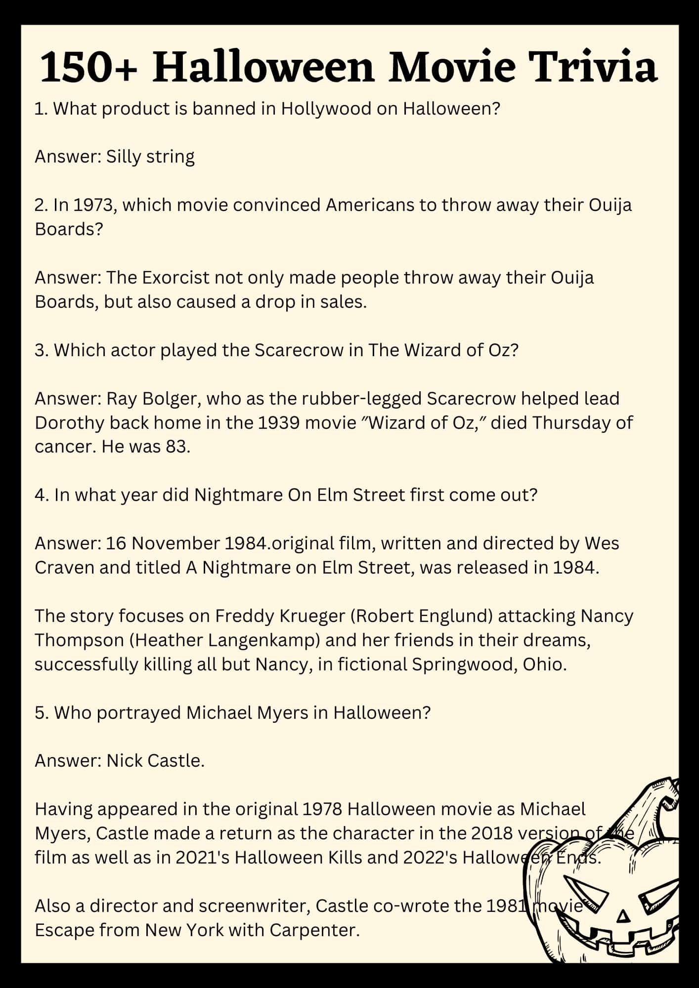 150 Ultimate Halloween Trivia Questions And Answers (Game Edition ...