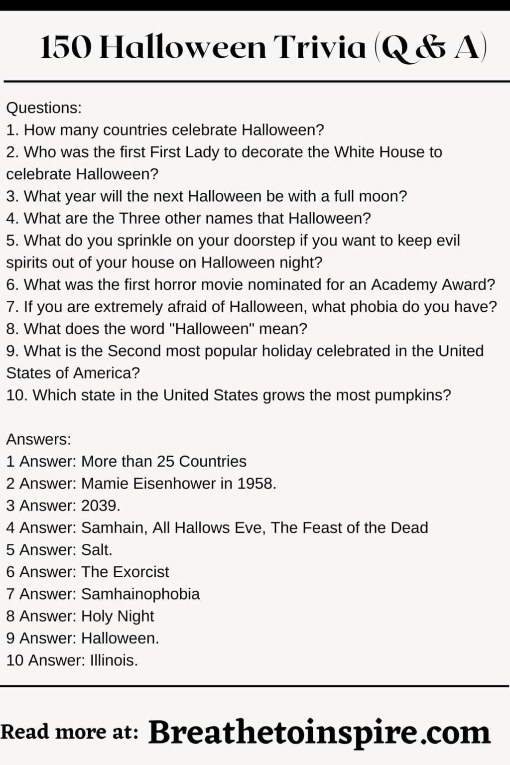 150 Ultimate Halloween Trivia Questions And Answers (Game Edition ...