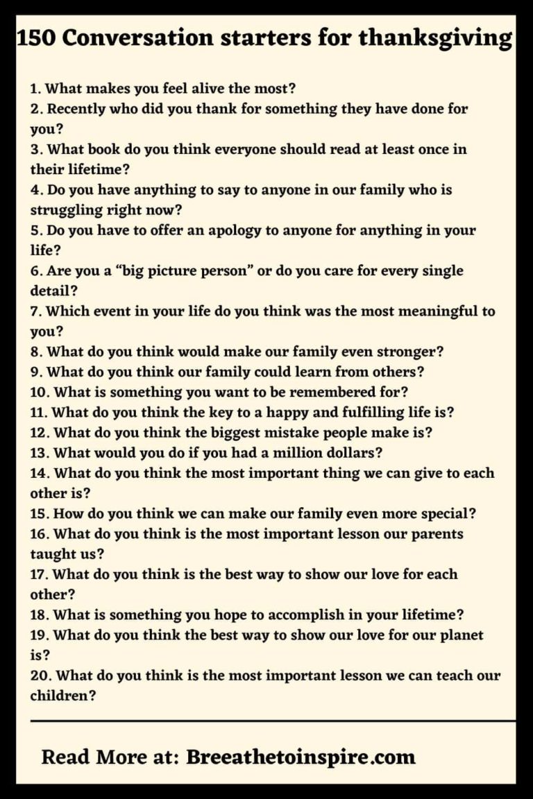 150 Thanksgiving Conversation Starters For Family At Thanksgiving ...