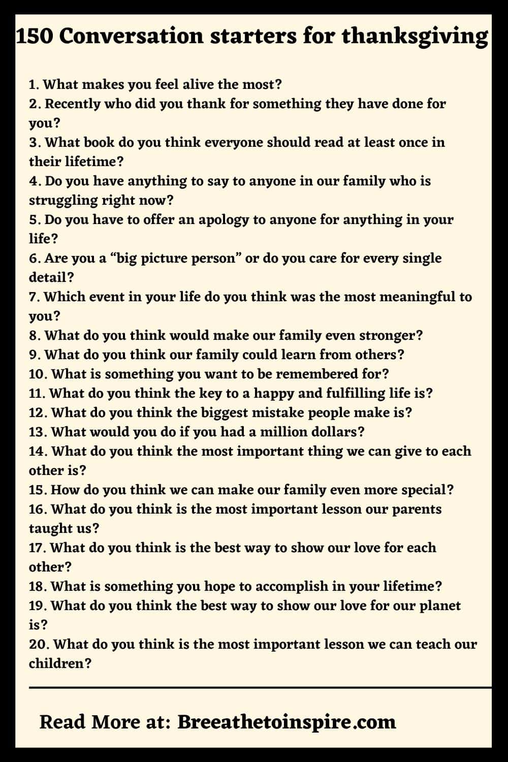 150 Thanksgiving Conversation Starters For Family At Thanksgiving ...