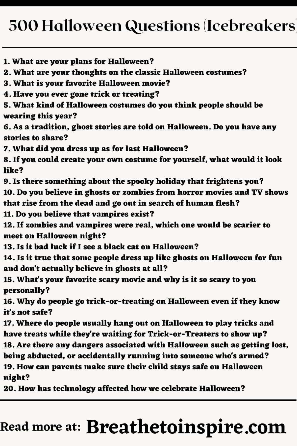 500 Halloween Questions To Ask For Fun Conversation - 2023 (Icebreakers ...