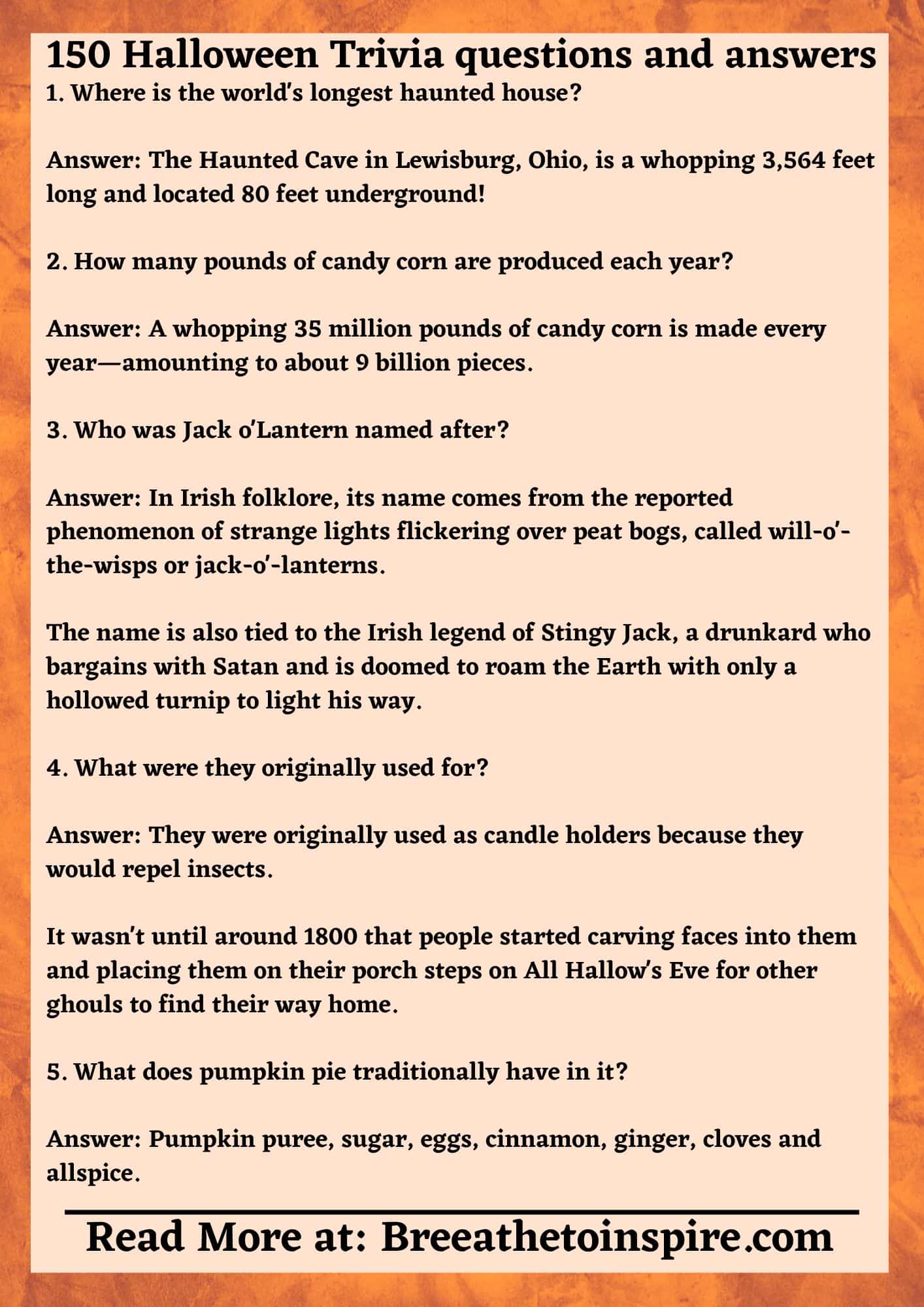 150 Ultimate Halloween Trivia Questions And Answers (Game Edition ...