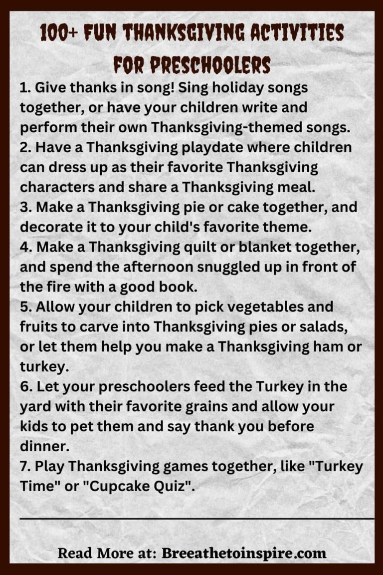150 Thanksgiving Activities For Preschoolers (Fun, Science, Math, Art ...