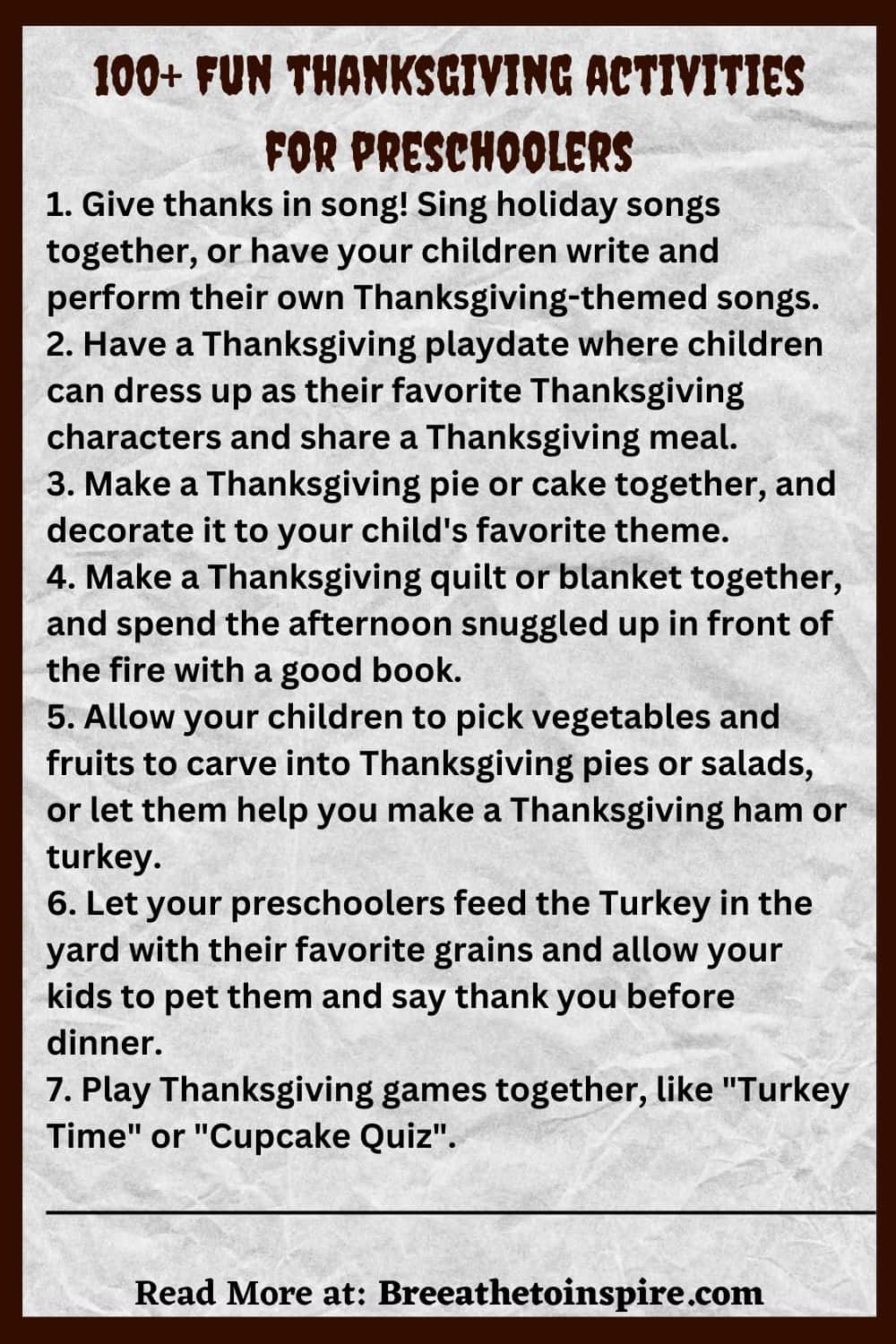 150 Thanksgiving Activities For Preschoolers (Fun, Science, Math, Art ...