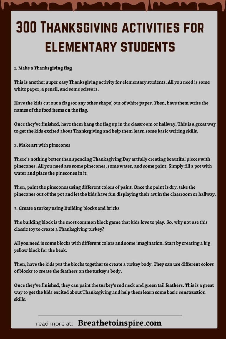 300 Thanksgiving Activities For Kids And School Students Of All Grades ...