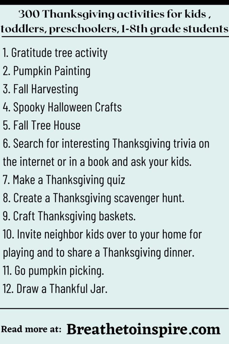 300 Thanksgiving Activities For Kids And School Students Of All Grades ...