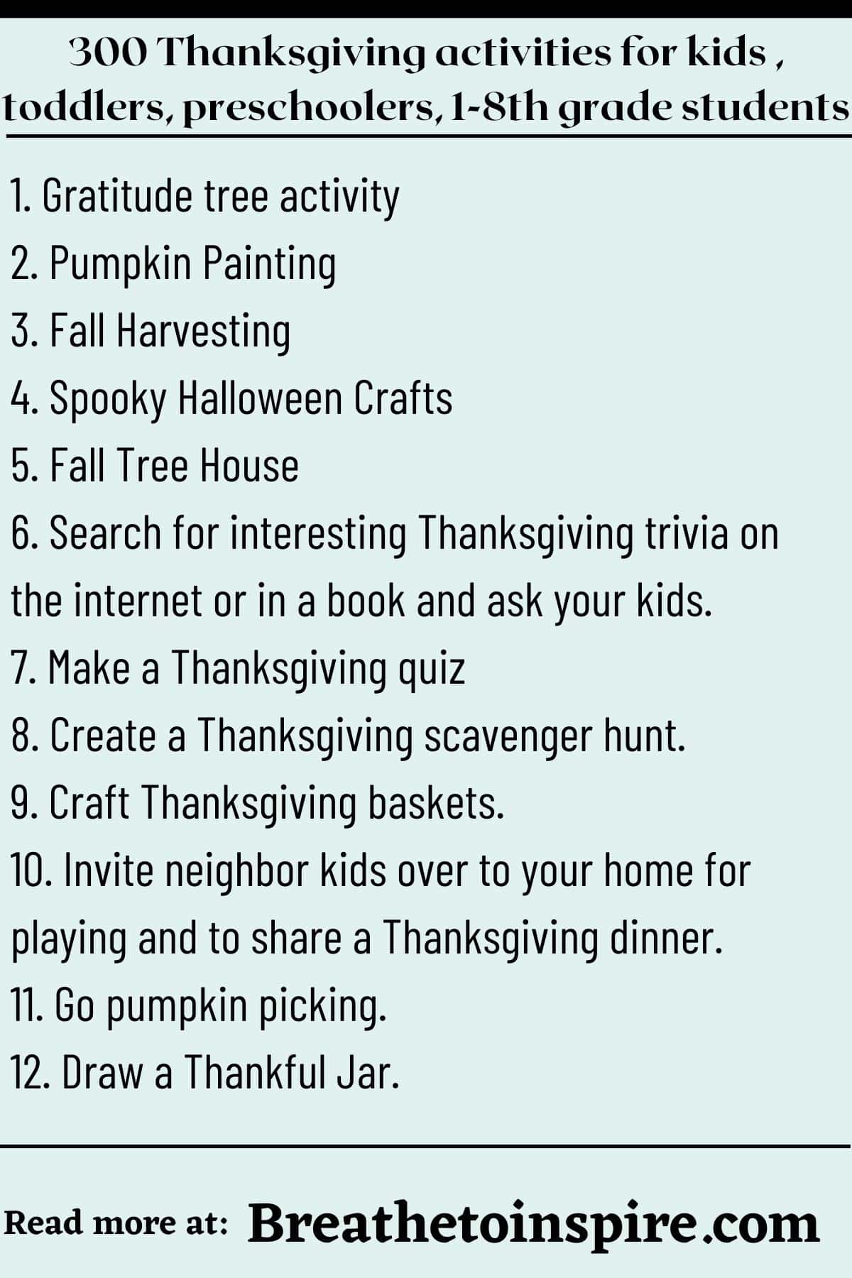 300 Thanksgiving Activities For Kids And School Students Of All Grades ...