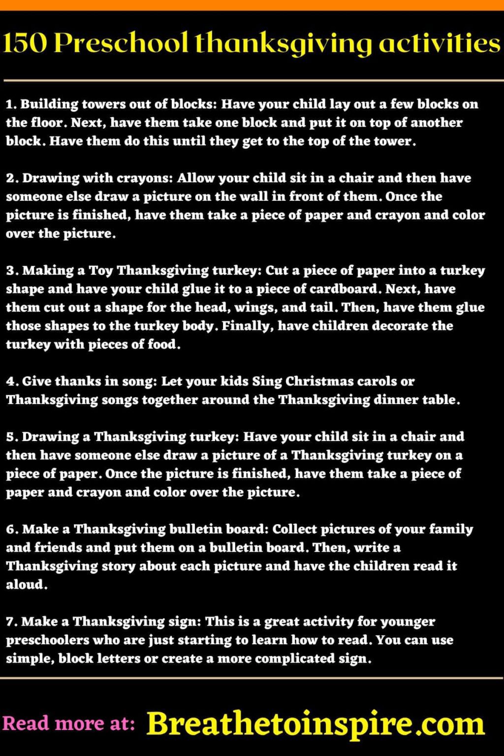 150 Thanksgiving Activities For Preschoolers (Fun, Science, Math, Art ...