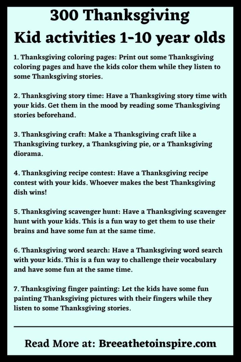 300 Thanksgiving Activities For Kids And School Students Of All Grades ...