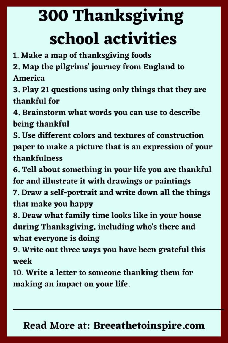 300 Thanksgiving Activities For Kids And School Students Of All Grades ...
