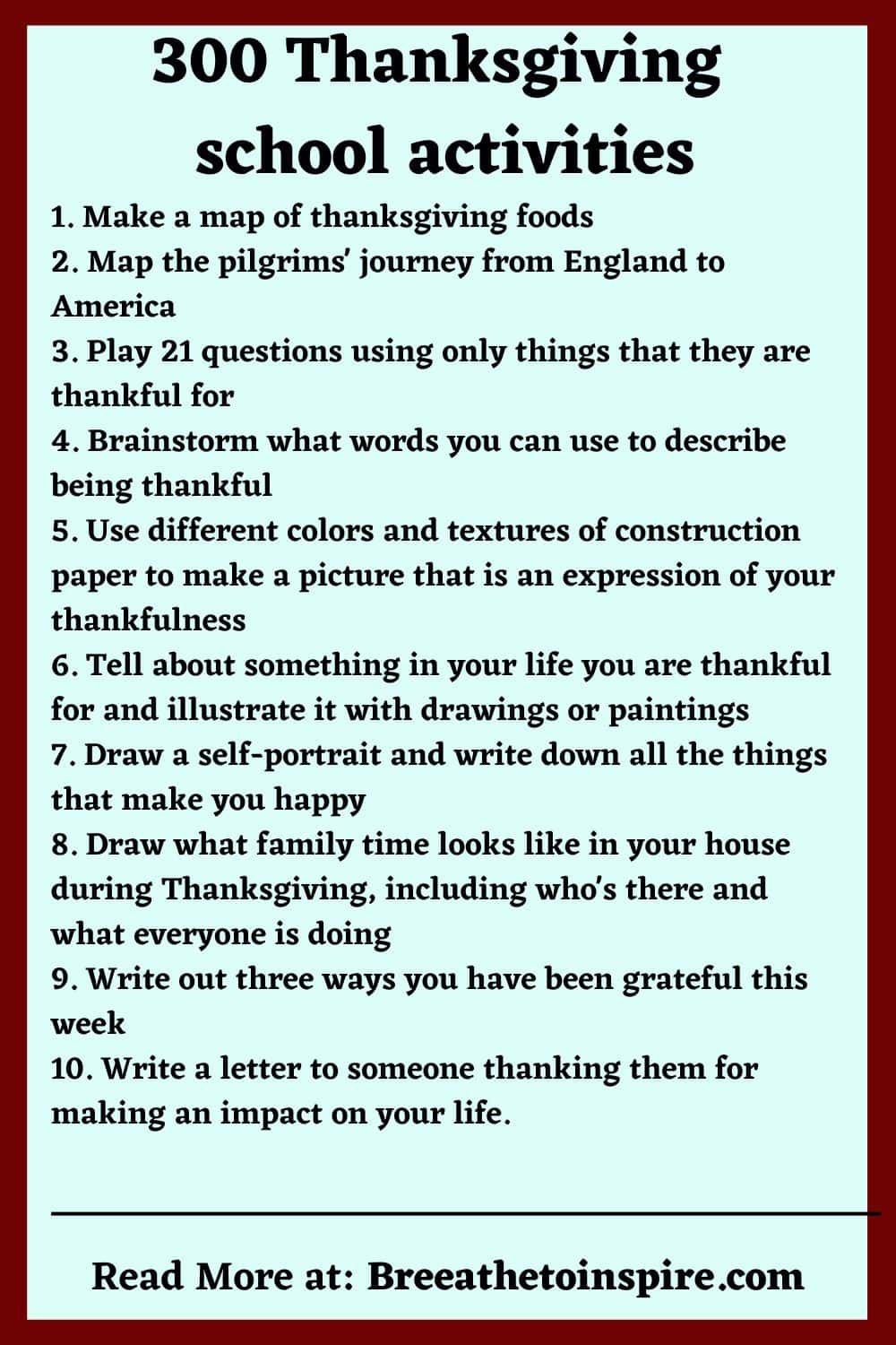 300 Thanksgiving Activities For Kids And School Students Of All Grades ...