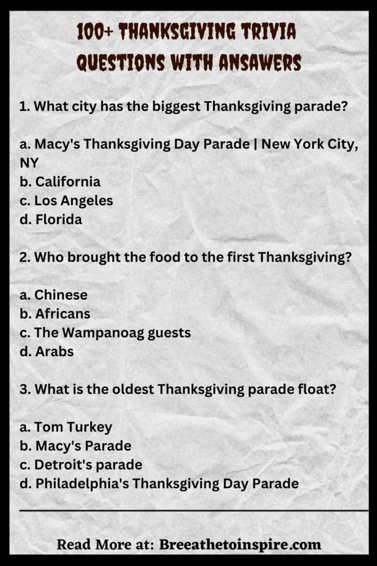100+ Thanksgiving Trivia Questions And Answers For All Ages (ultimate ...