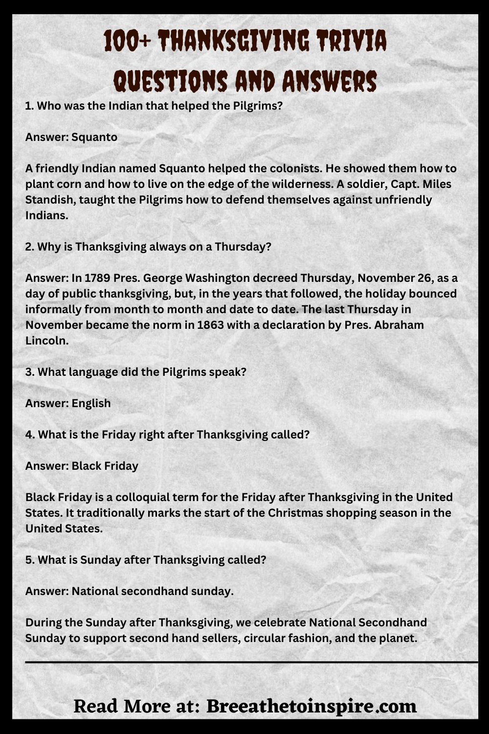 100+ Thanksgiving Trivia Questions And Answers For All Ages (ultimate ...