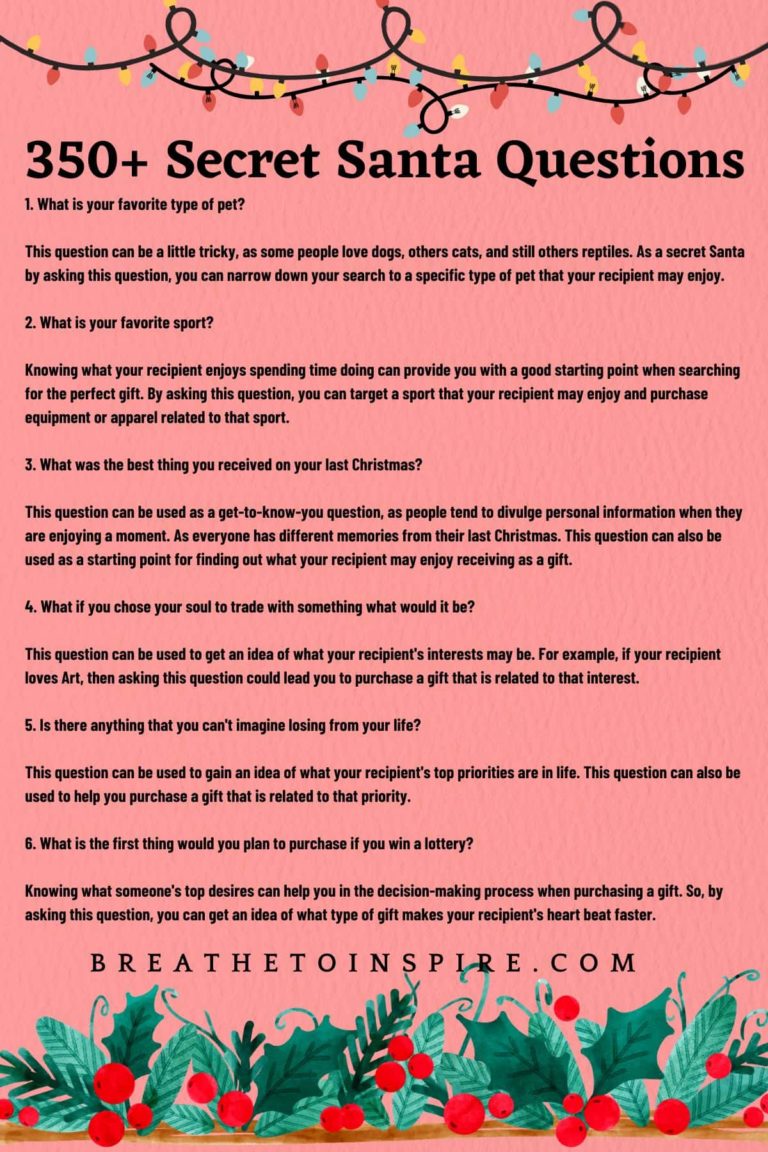 350+ Secret Santa Questions To Give Best Christmas Gifts (game Edition ...