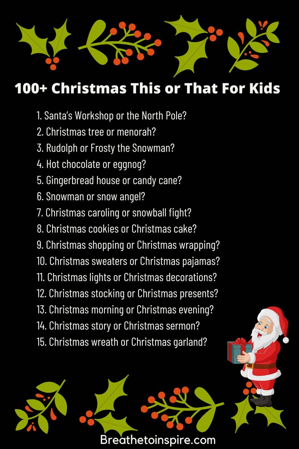 500 Christmas This Or That Questions Game Edition For Winter Holidays ...