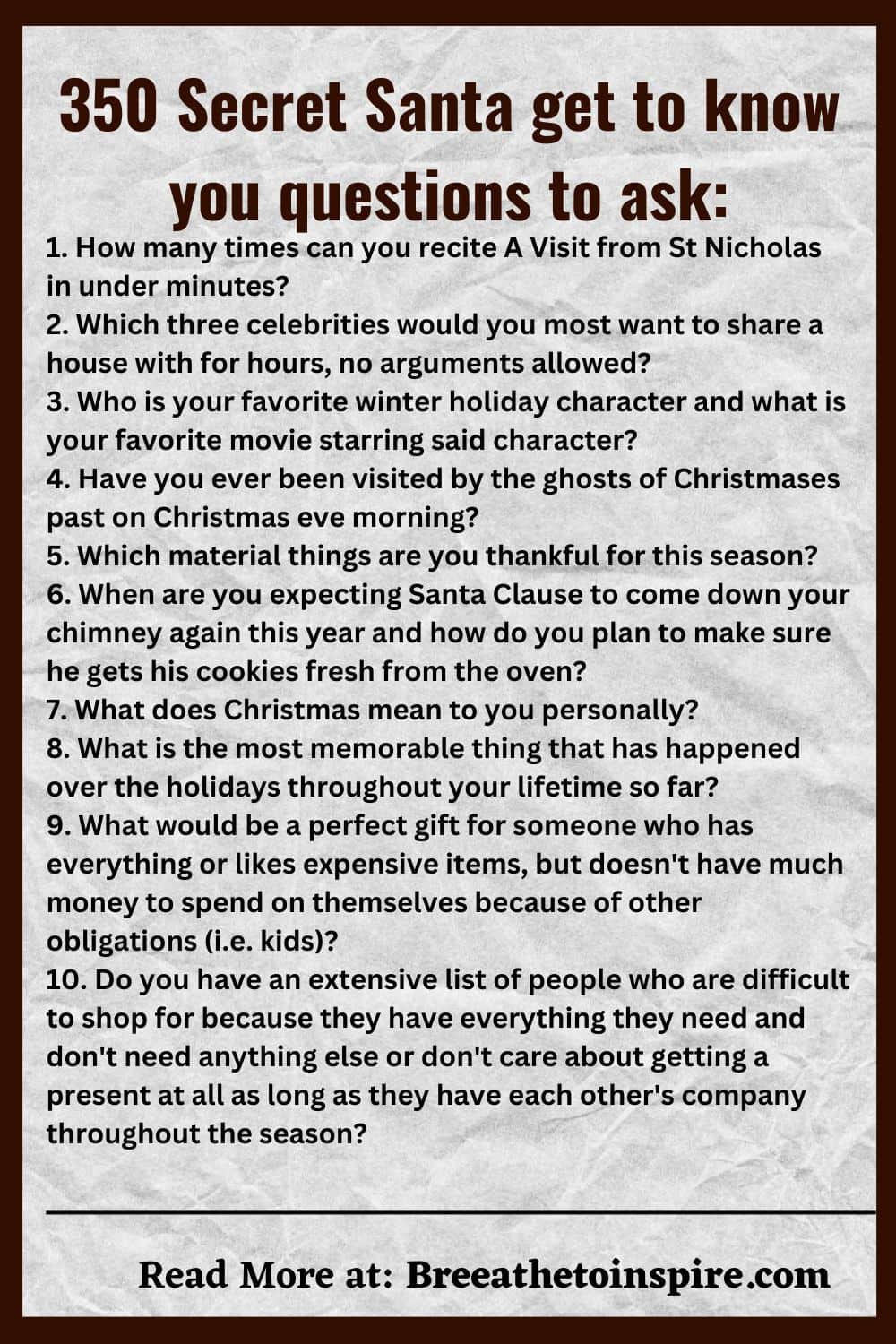 350+ Secret Santa Questions To Give Best Christmas Gifts (game Edition ...