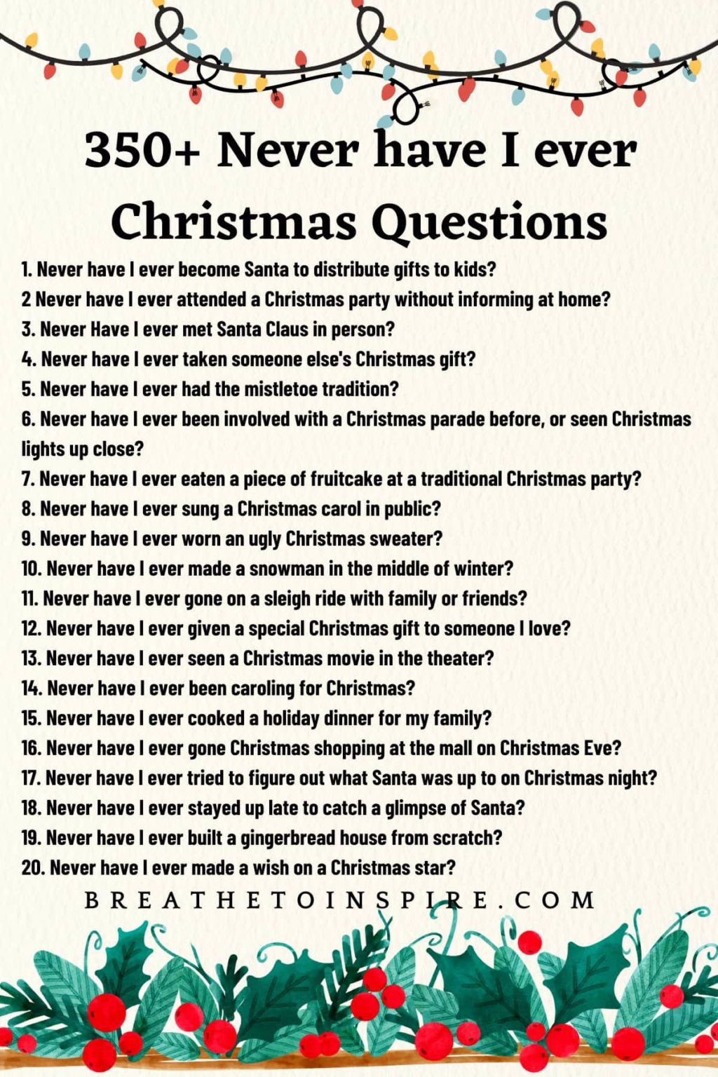 350+ Never Have I Ever Christmas Questions 2023 Winter Holidays Game ...