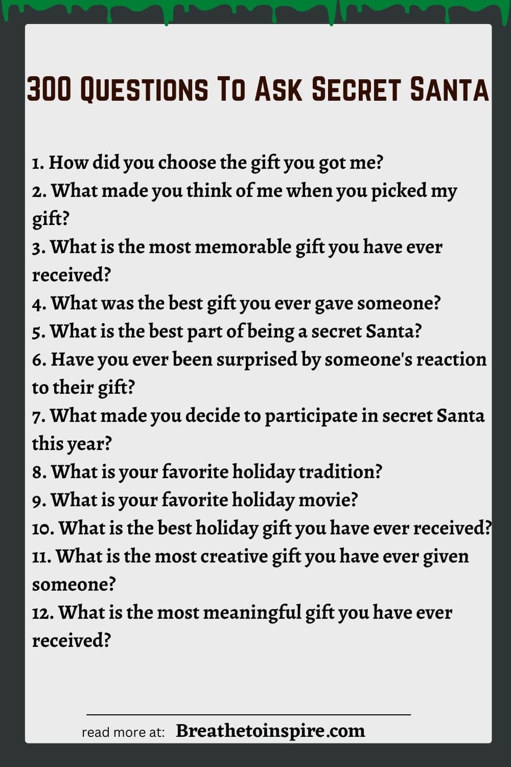 350+ Secret Santa Questions To Give Best Christmas Gifts (game Edition ...