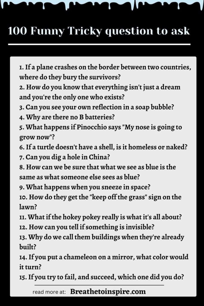 100 Funny Trick Questions And Answers Tricky Riddles Edition For Fun 100 Funny Trick Questions And Answers Tricky Riddles Edition For Fun