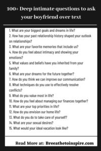 100 Intimate Questions To Ask Your Boyfriend - Breathe To Inspire