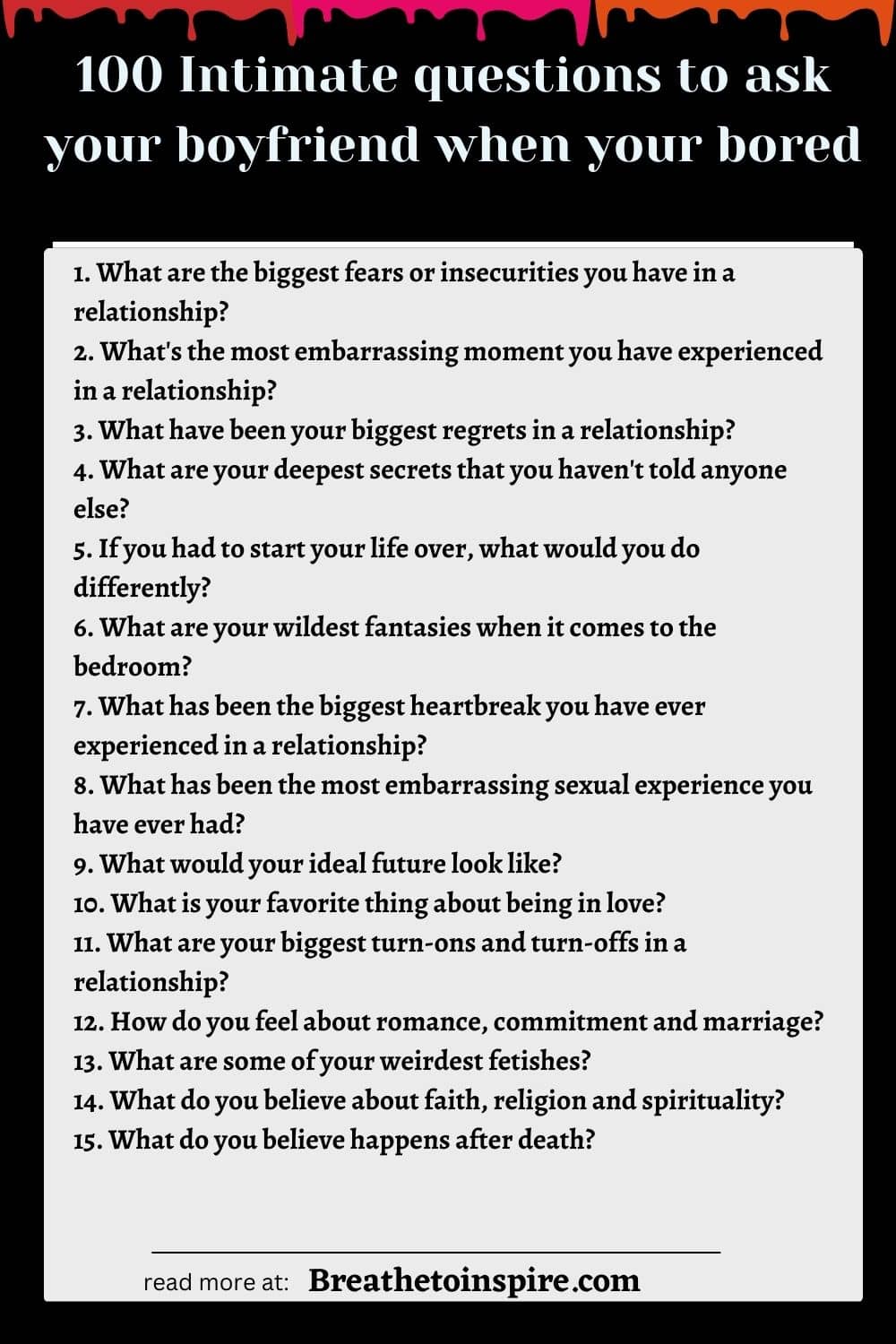 100 Intimate Questions To Ask Your Boyfriend - Breathe To Inspire