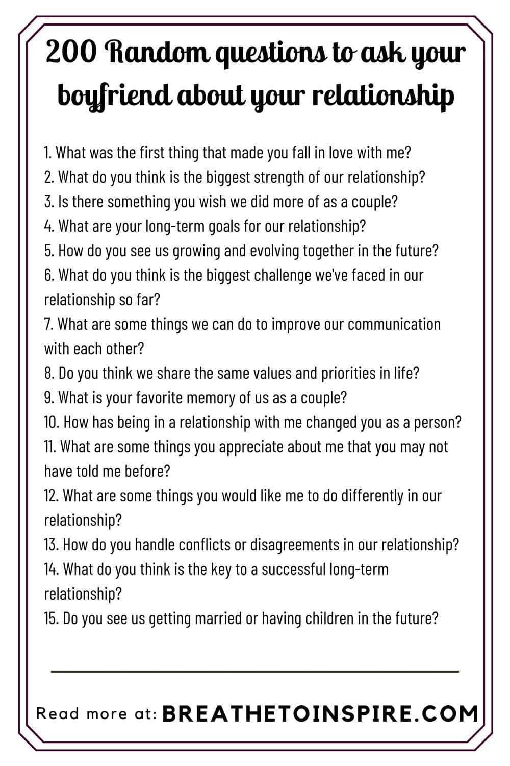 200 Random Questions To Ask Your Boyfriend From Funny To Serious 200 Random Questions To Ask Your Boyfriend From Funny To Serious
