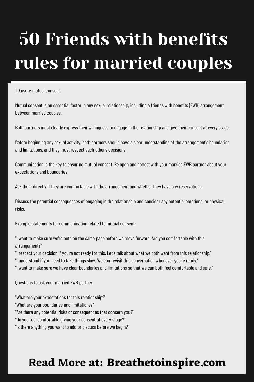 50 Friends With Benefits Rules For Married Couples Breathe To Inspire