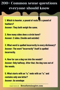 200+ Common Sense Questions Everyone Should Know With Answers (riddles ...
