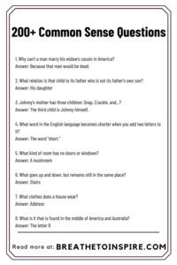 200+ Common Sense Questions Everyone Should Know With Answers (riddles ...