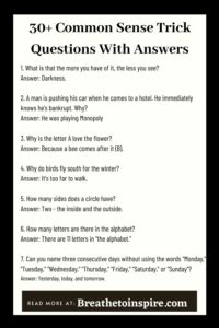 30+ Tricky Common Sense Questions With Trick Answers That Make You ...