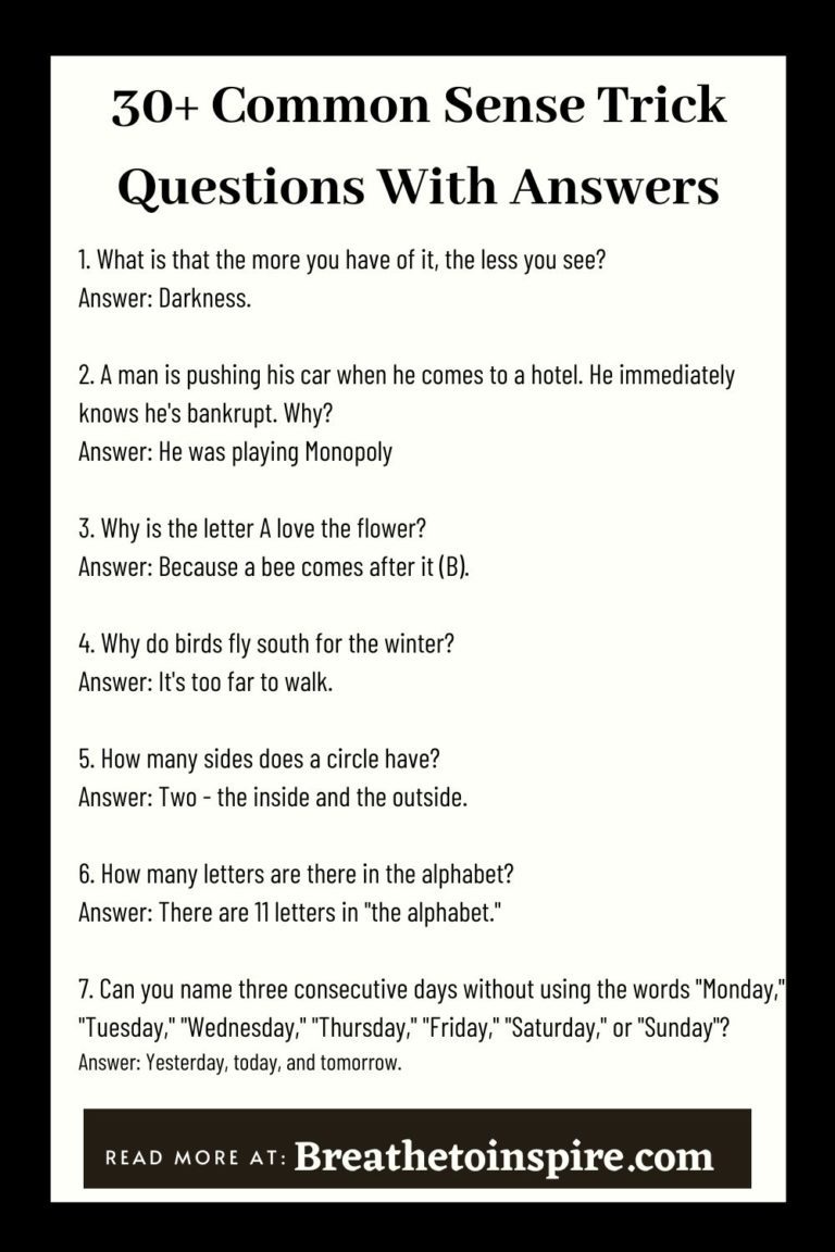 30+ Tricky Common Sense Questions With Trick Answers That Make You ...