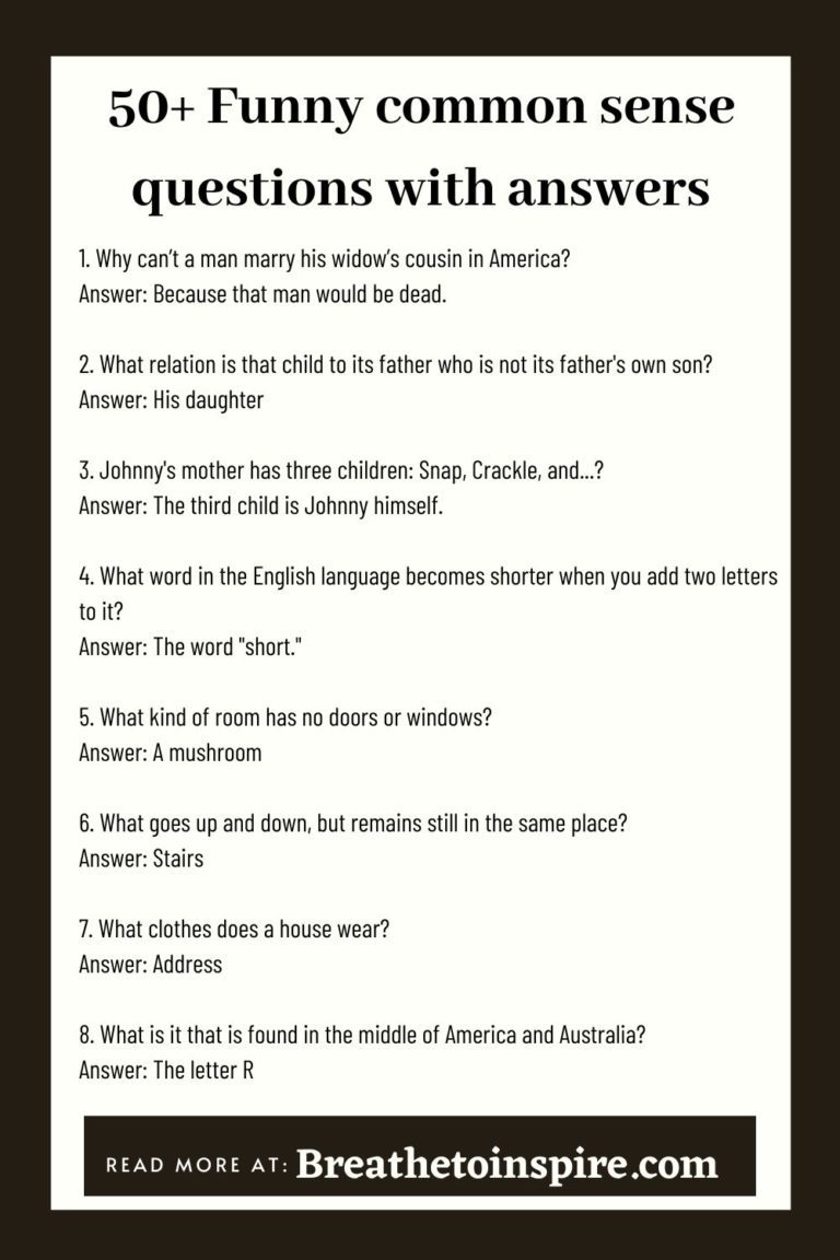 200+ Common Sense Questions Everyone Should Know With Answers (riddles ...