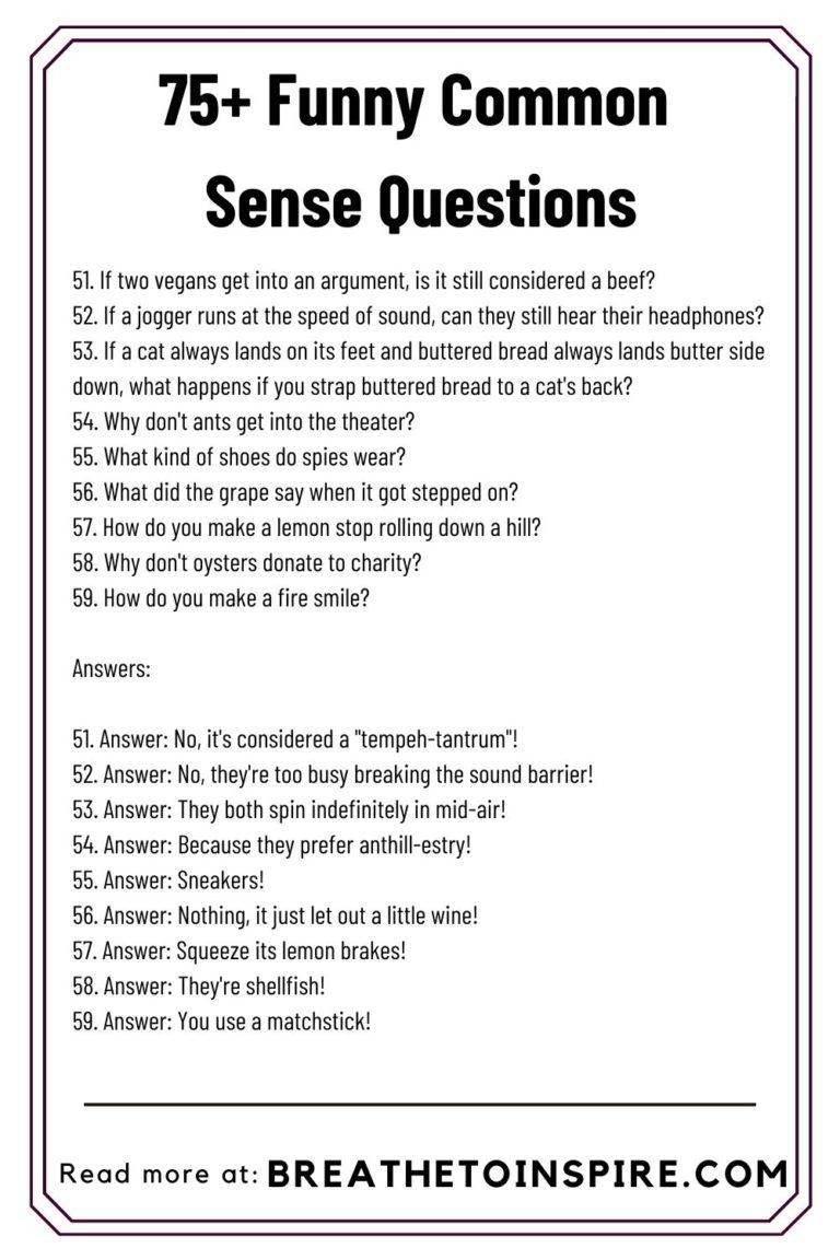 These 79 Funny Common Sense Questions And Answers Will Make You LOL! - Breathe To Inspire