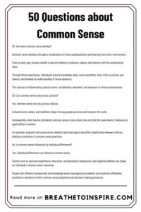 50 Questions About Common Sense With Answers On The Underlying ...