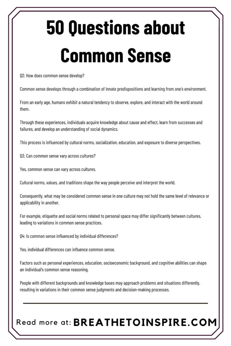 50 Questions About Common Sense With Answers On The Underlying Reasoning Behind Our Everyday ...