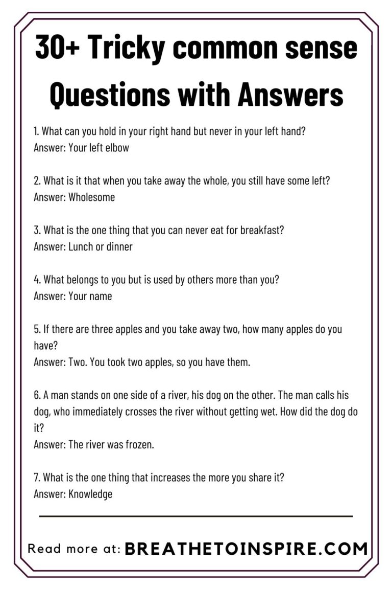30+ Tricky Common Sense Questions With Trick Answers That Make You ...