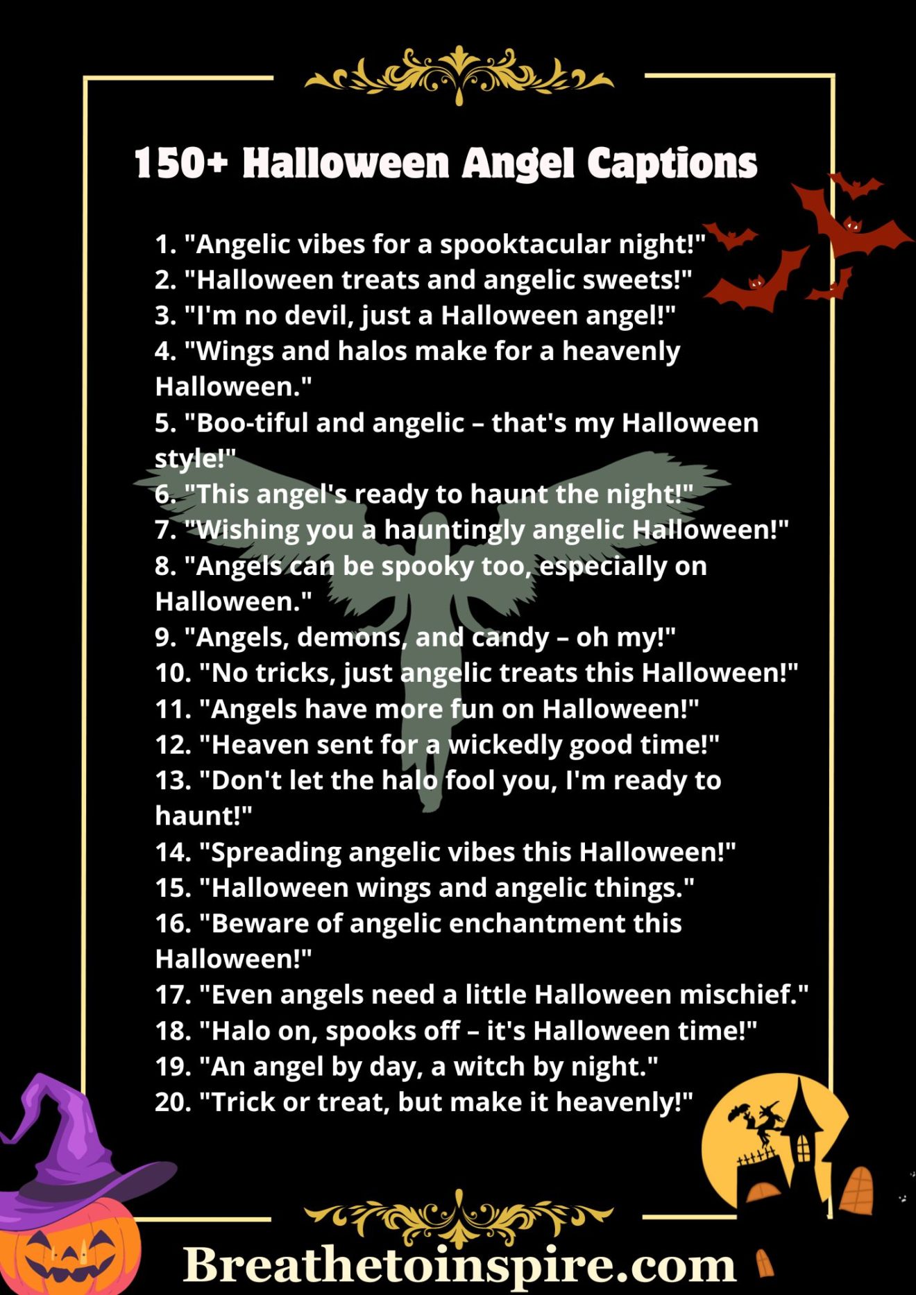 150 Angel Halloween Captions (2023 Edition) - Breathe To Inspire