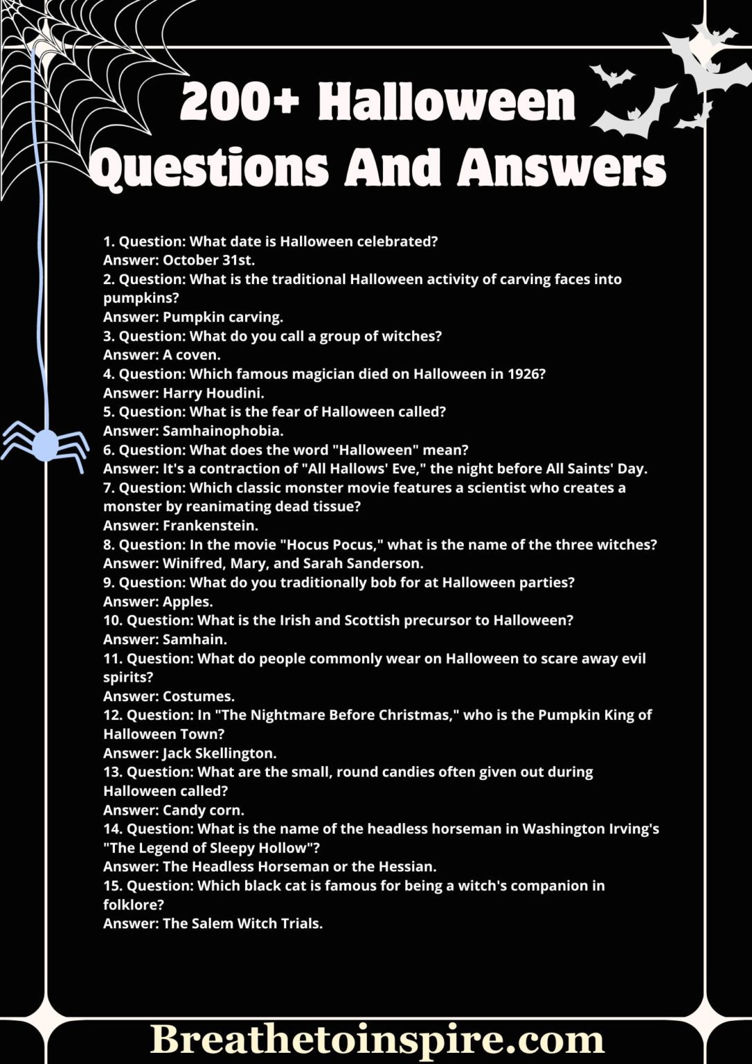 200+ Halloween Questions And Answers (trivia, Facts, History, Movies ...