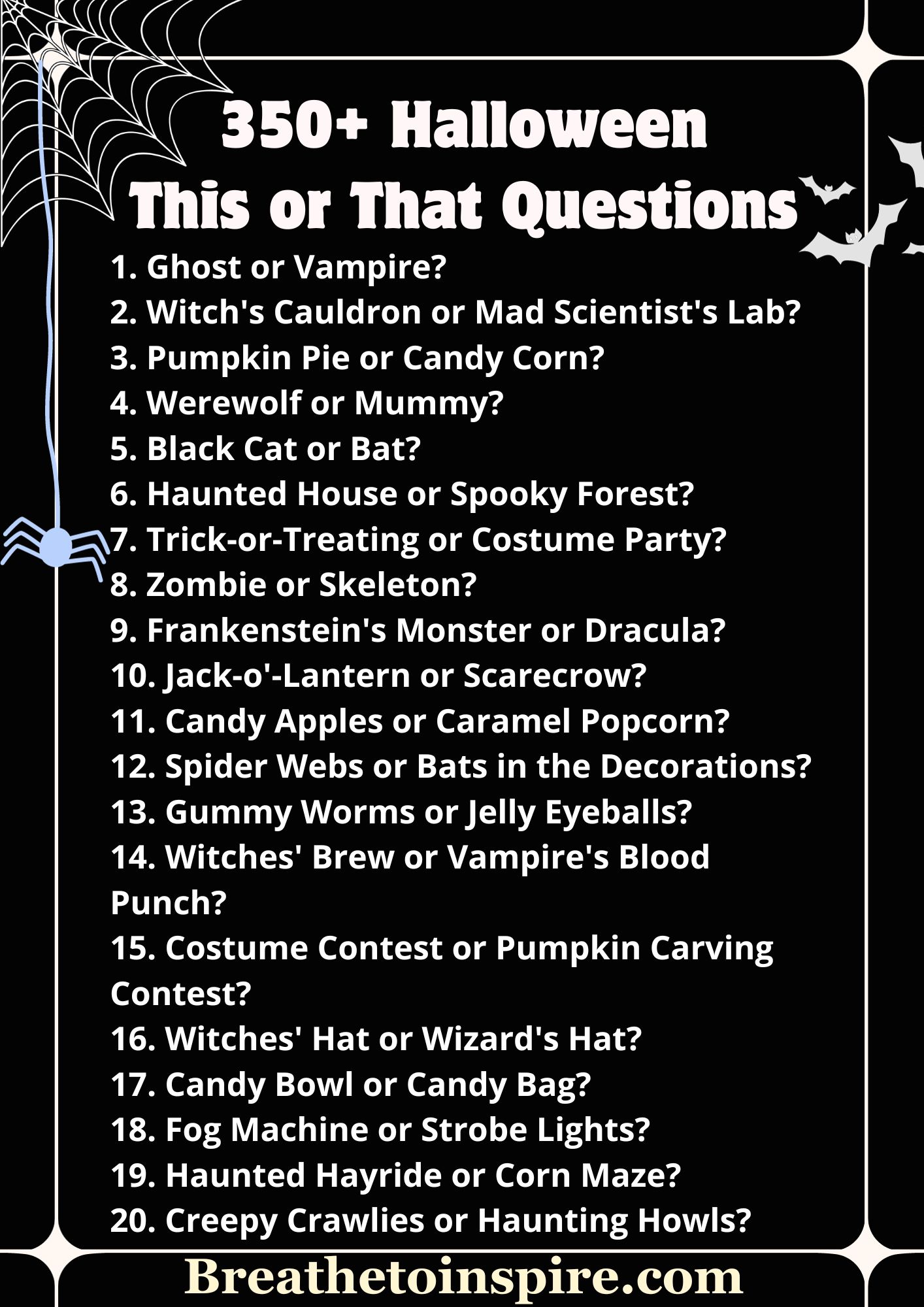 350+ Halloween Questions For Kids (trivia, Would You Rather, Never Have ...