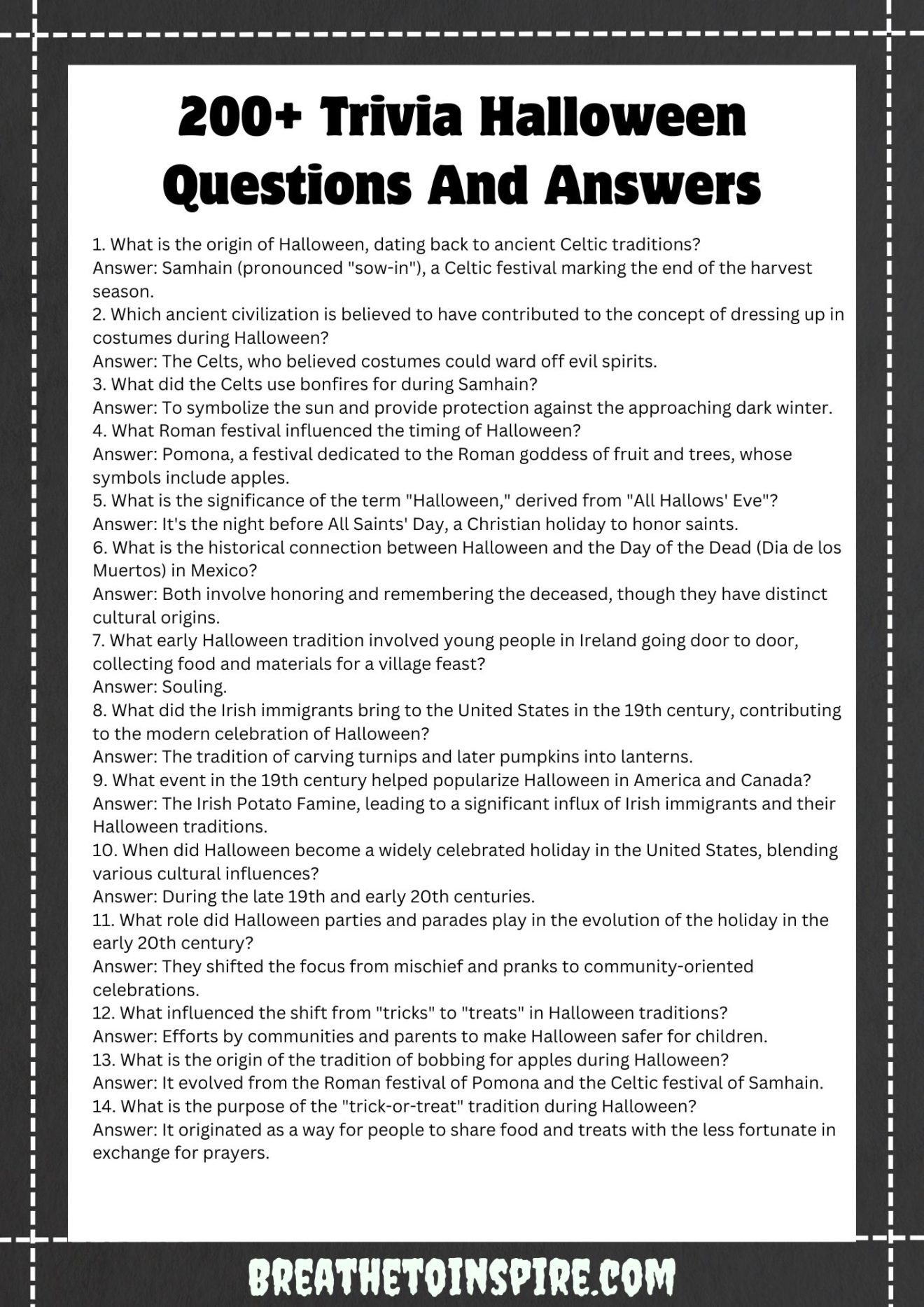 200+ Halloween Questions And Answers (trivia, Facts, History, Movies ...