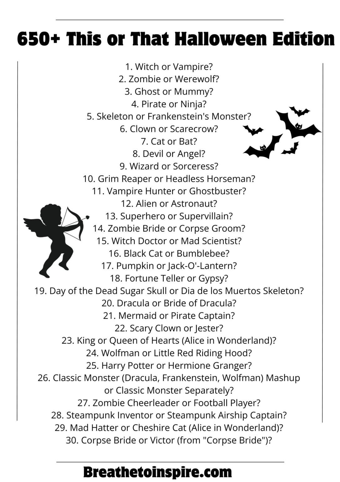 650+ Halloween This Or That Questions Game Edition - 2023 - Breathe To ...