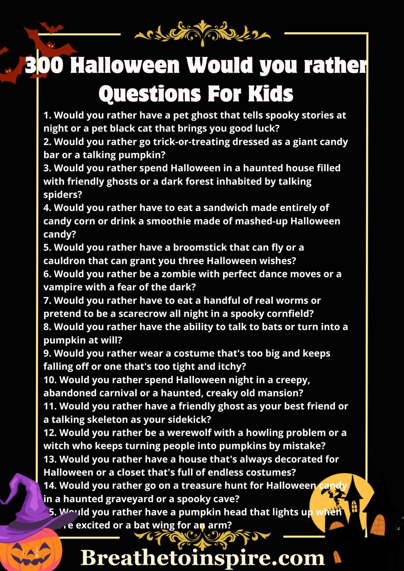 350+ Halloween Questions For Kids (trivia, Would You Rather, Never Have ...