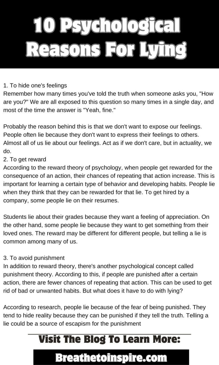 10 Psychological Reasons For Lying In Relationships, In Personal And ...